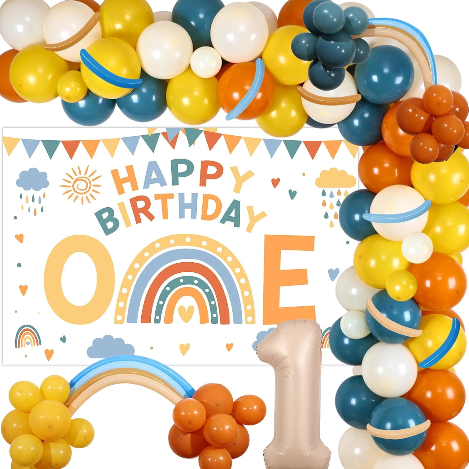 Boho Rainbow 1st Birthday Decorations for Boys Boho Rainbow First ...
