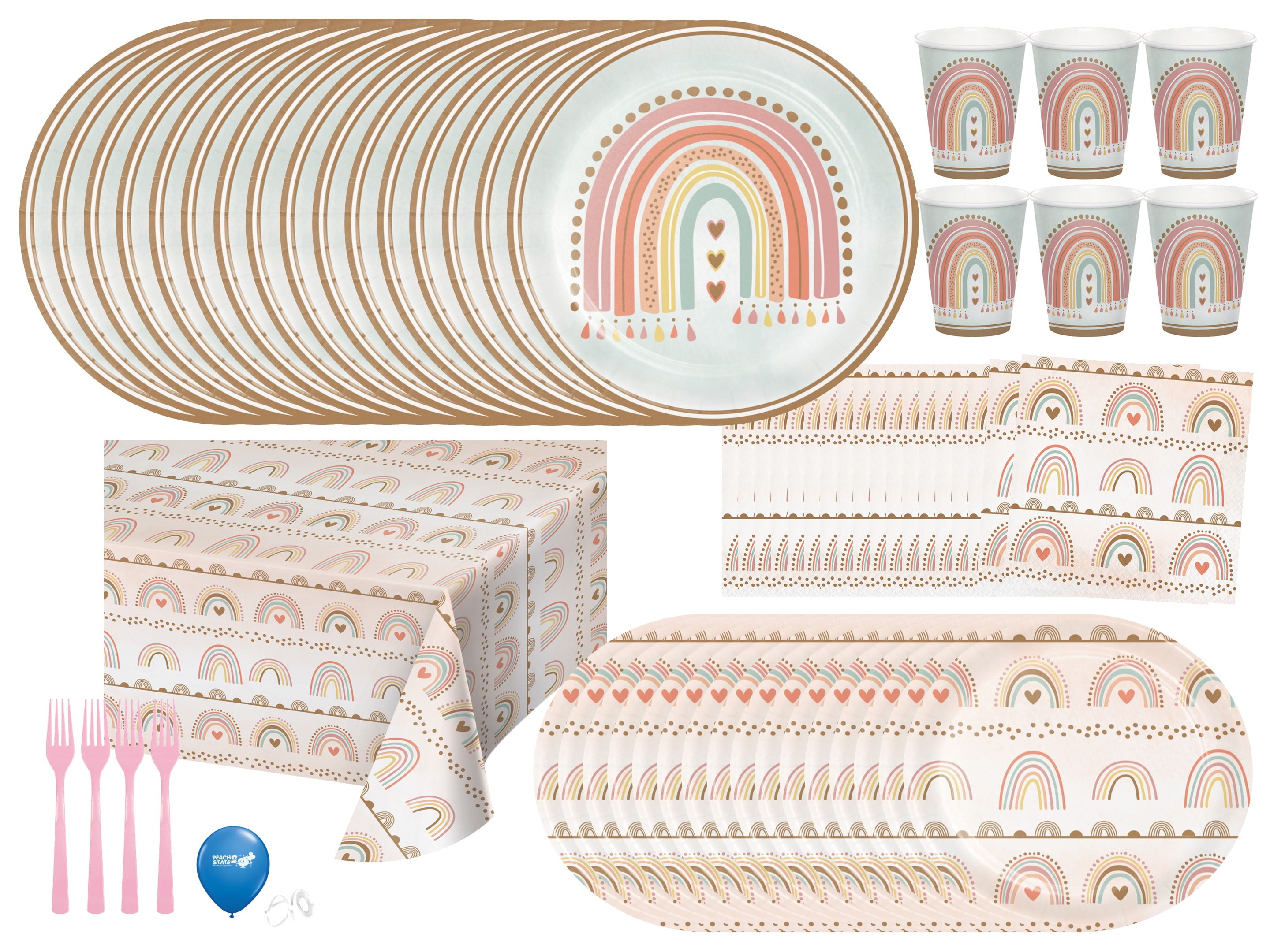 Boho Rainbow Themed Decorations & Tableware Kit for Baby Shower ...