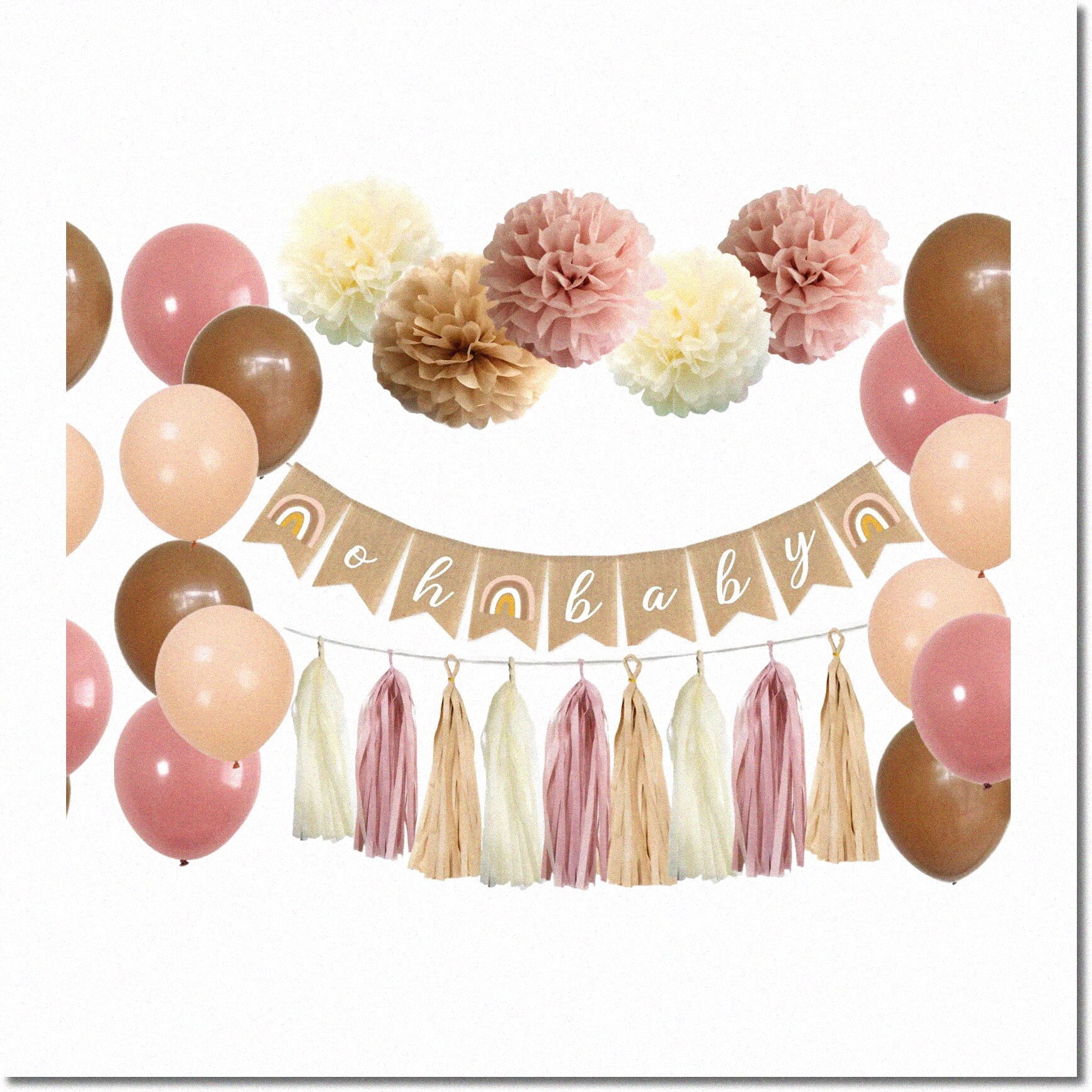 Boho Rainbow Baby Shower Party Pack - Oh Baby Burlap Banner, Tissue Tel ...