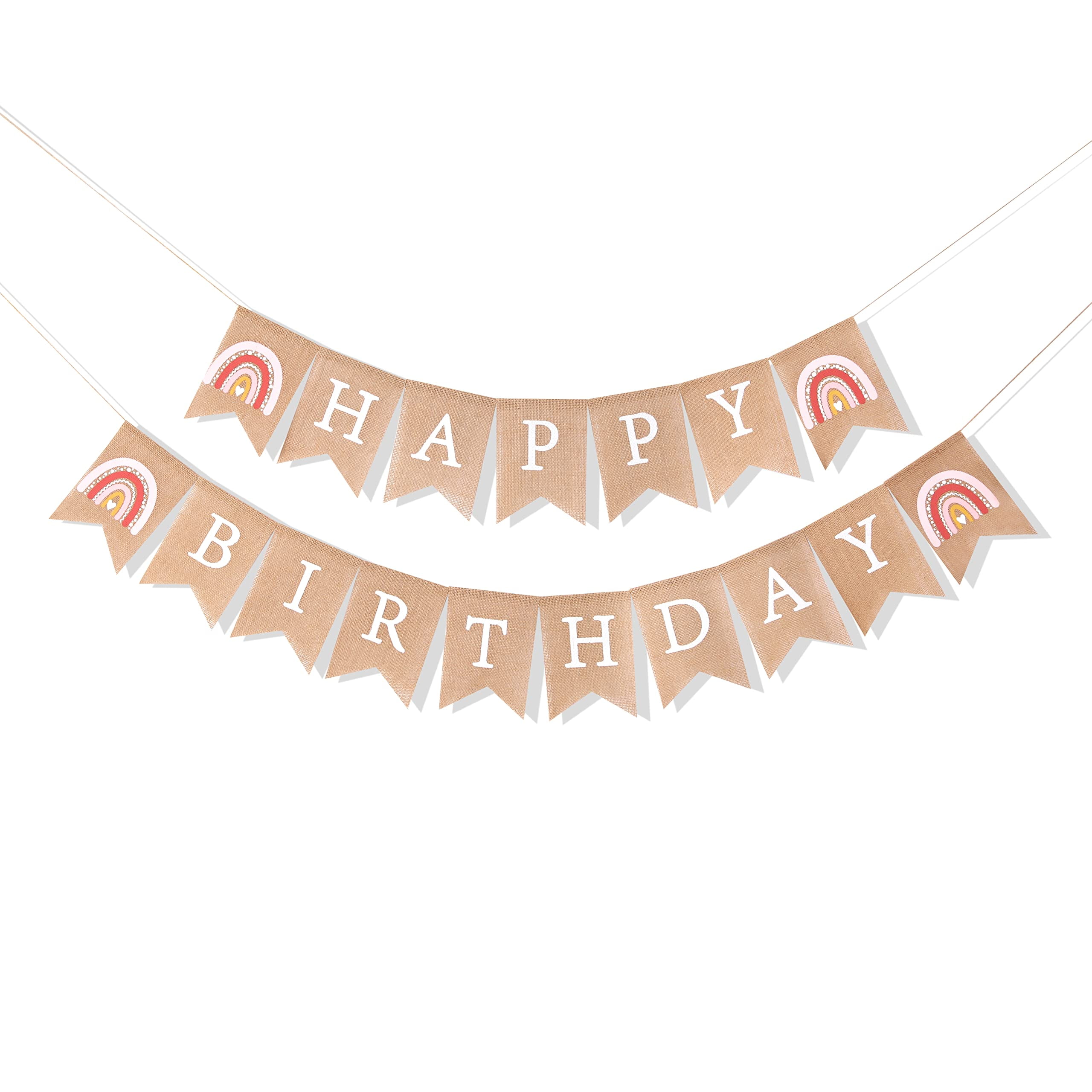 Boho Rainbow Birthday Burlap Banner - Happy Birthday Banner, 1st ...
