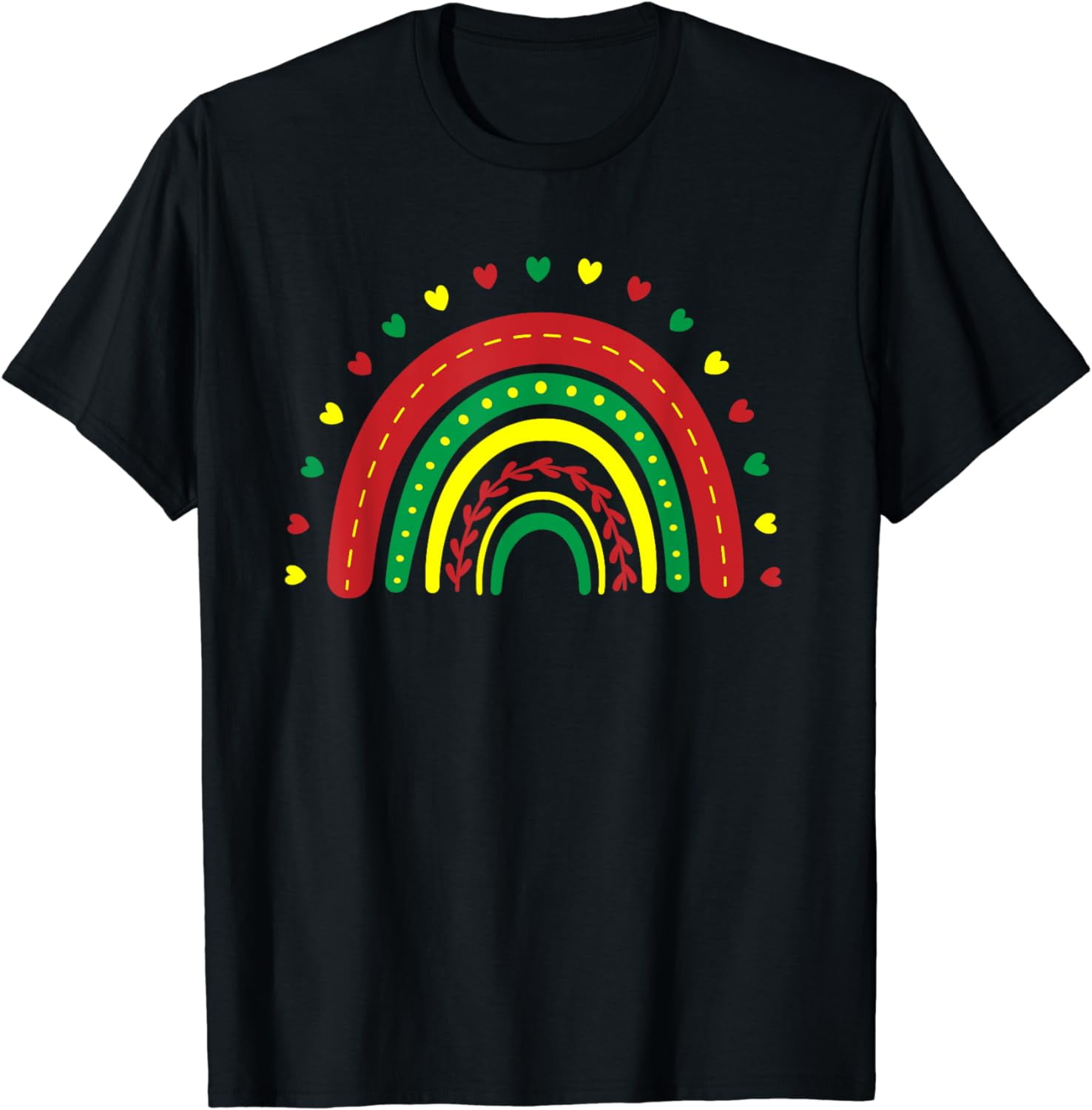 Boho Rainbow Black History African American Flag Cotton T-Shirt ...