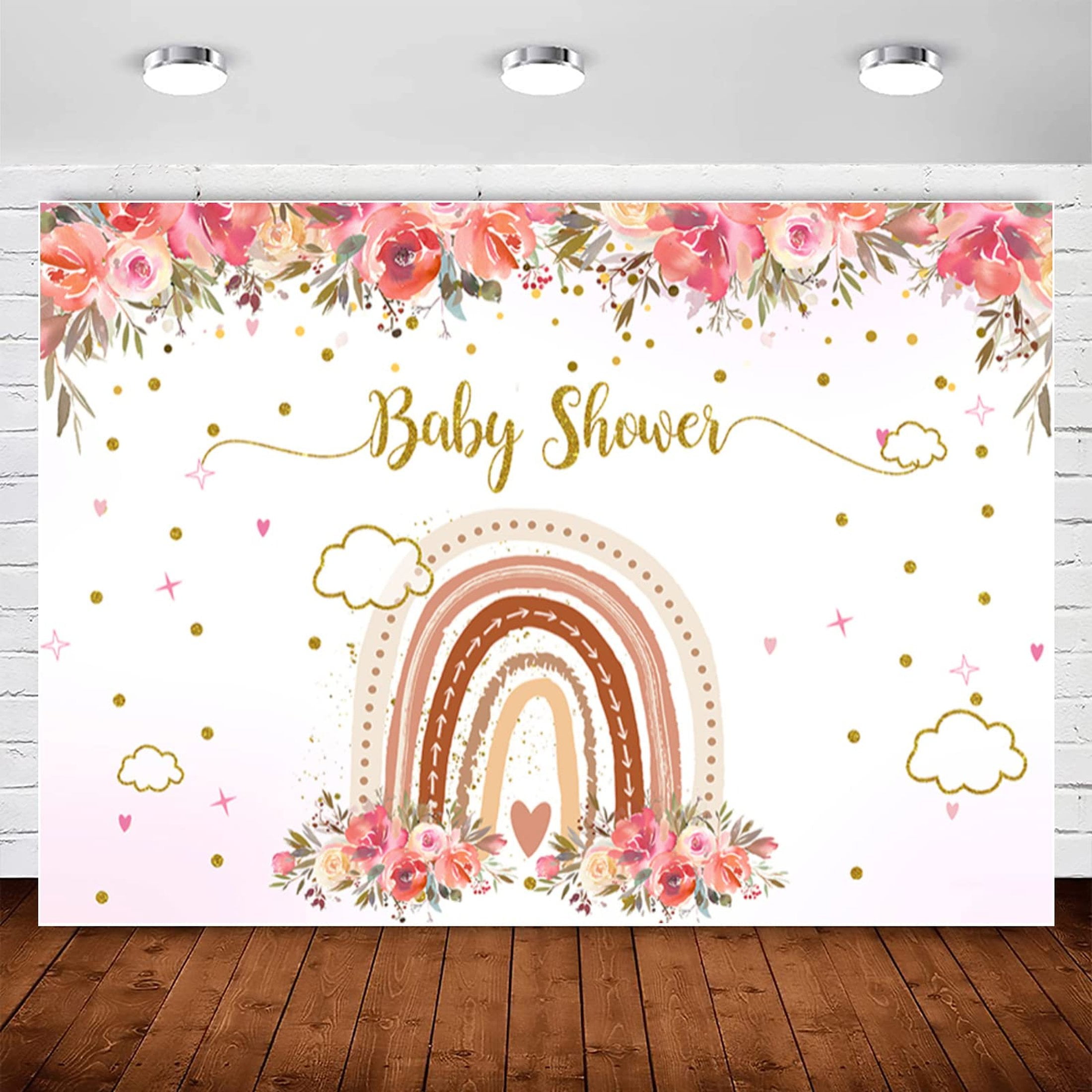 Boho Rainbow Bliss Backdrop - A charming floral photography background ...