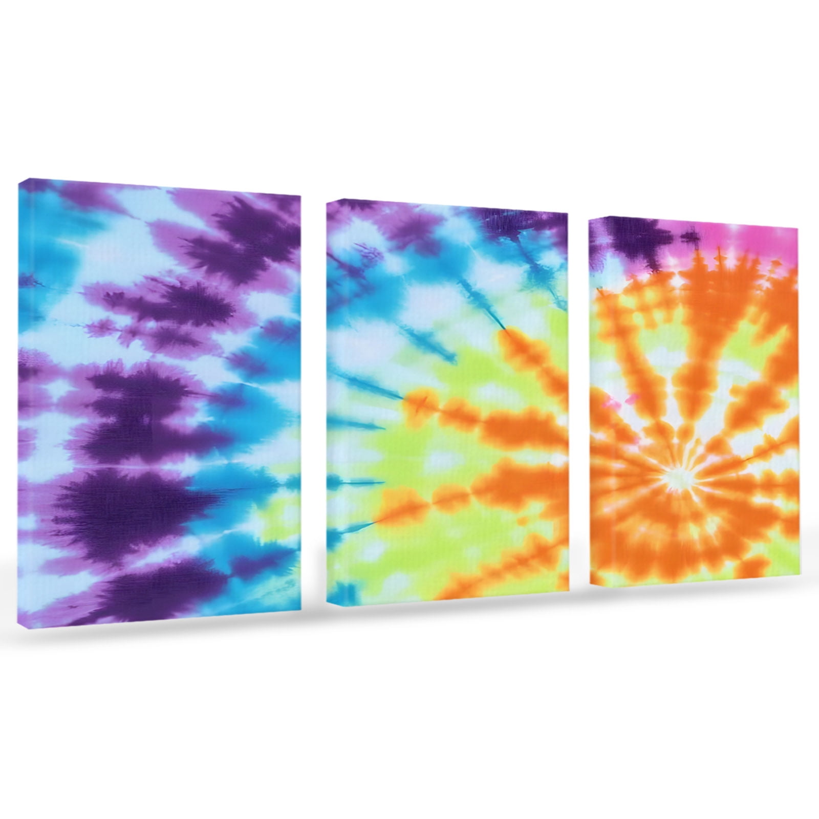 Boho Rainbow Canvas Wall Art 3 Panels, Abstract Gradient Orange Purple ...