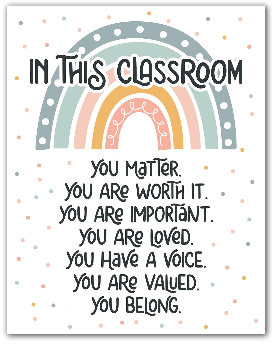 Boho Rainbow Classroom Wall Art Print, Unframed Paper Poster 11x14in ...