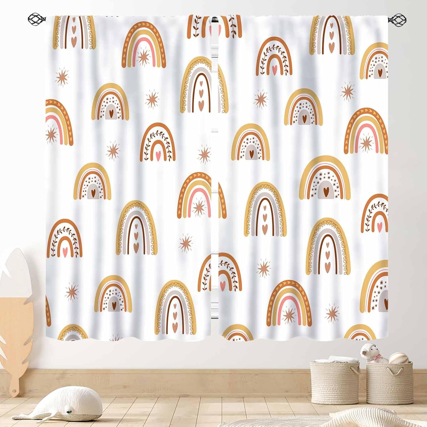 Boho Rainbow Curtains, Kids Girls Baby Cute LovelyRetro Vintage Rainbow ...
