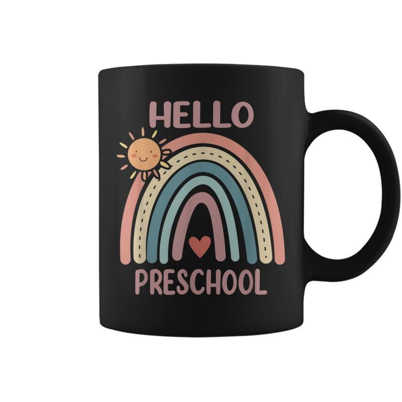 Boho Rainbow Heart For Teachers Women Hello Preschool Coffee Mugs ...