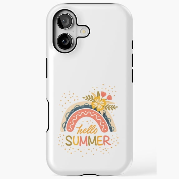 Boho Rainbow Hello Summer Floral Case iPhone 17 16 15 14 13 12 11 Pro ...