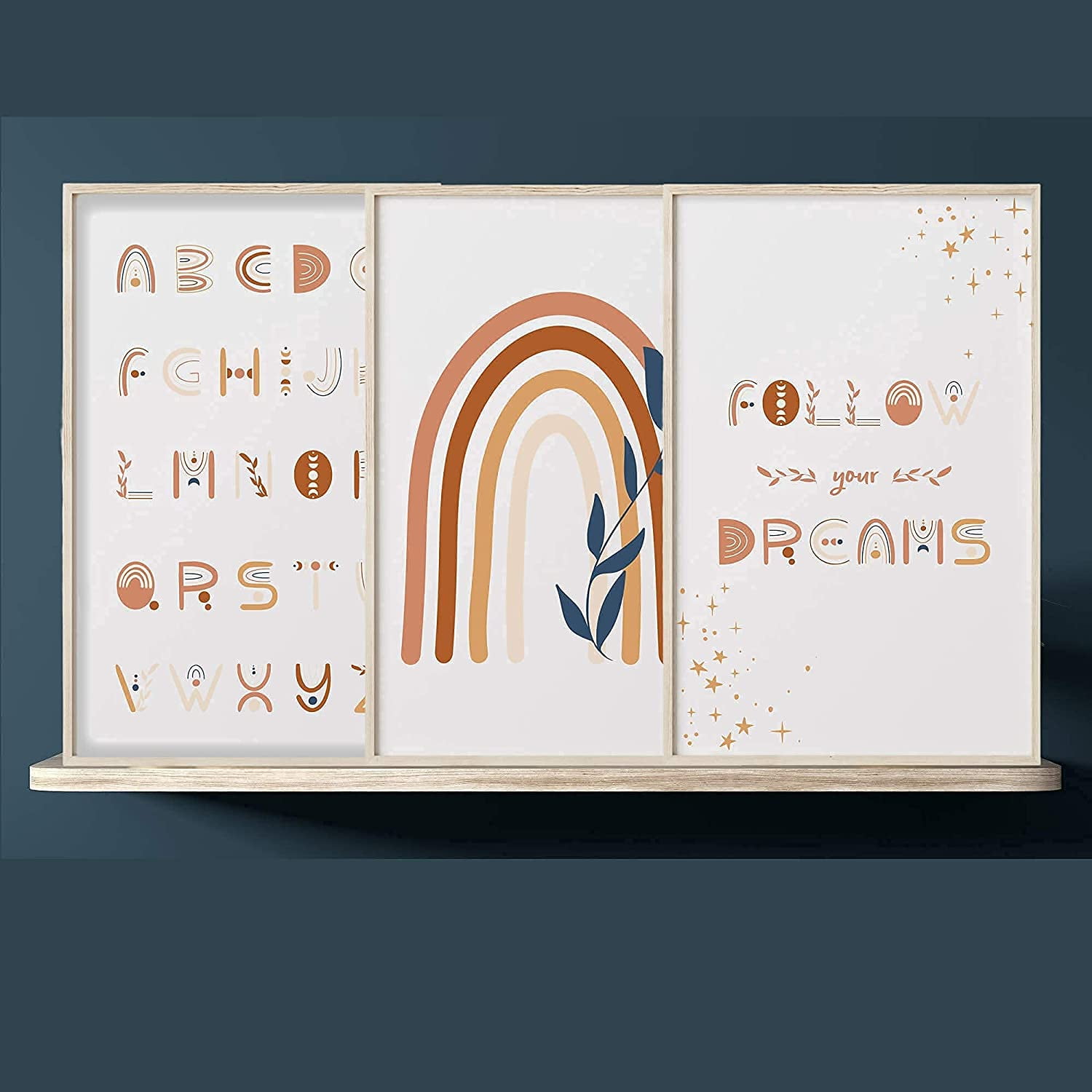 Boho Rainbow Nursery Decor with Alphabet poster nursery wall decor for ...