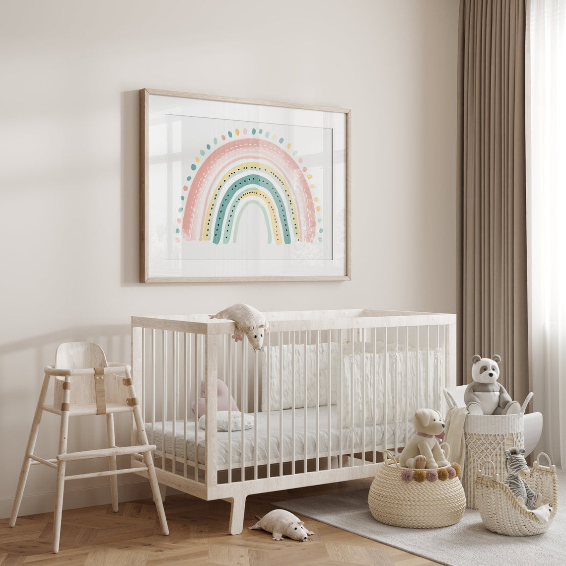 Boho Rainbow Nursery Print, Playroom Poster, Pastel Colors Kids Room ...
