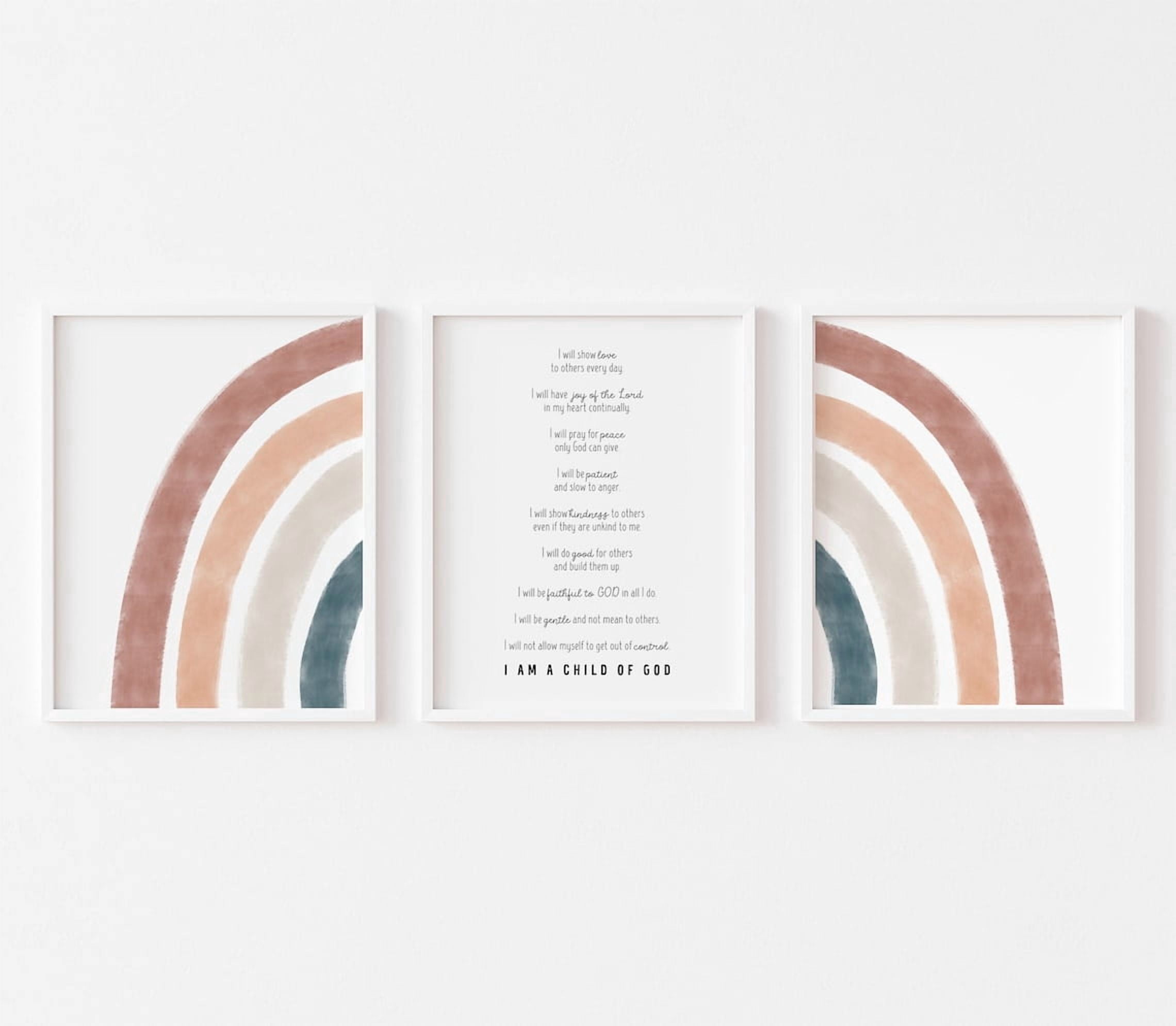 Boho Rainbow Nursery Prints Bible Verse Wall Art Set 3 Unframed Paper ...