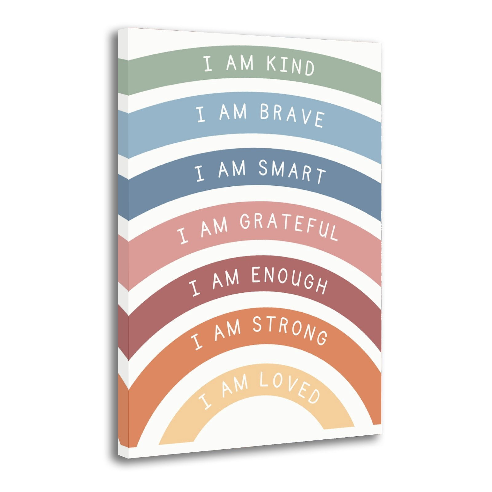 Boho Rainbow Positive Affirmation Wall Art, I Am Kind Brave Smart Print ...