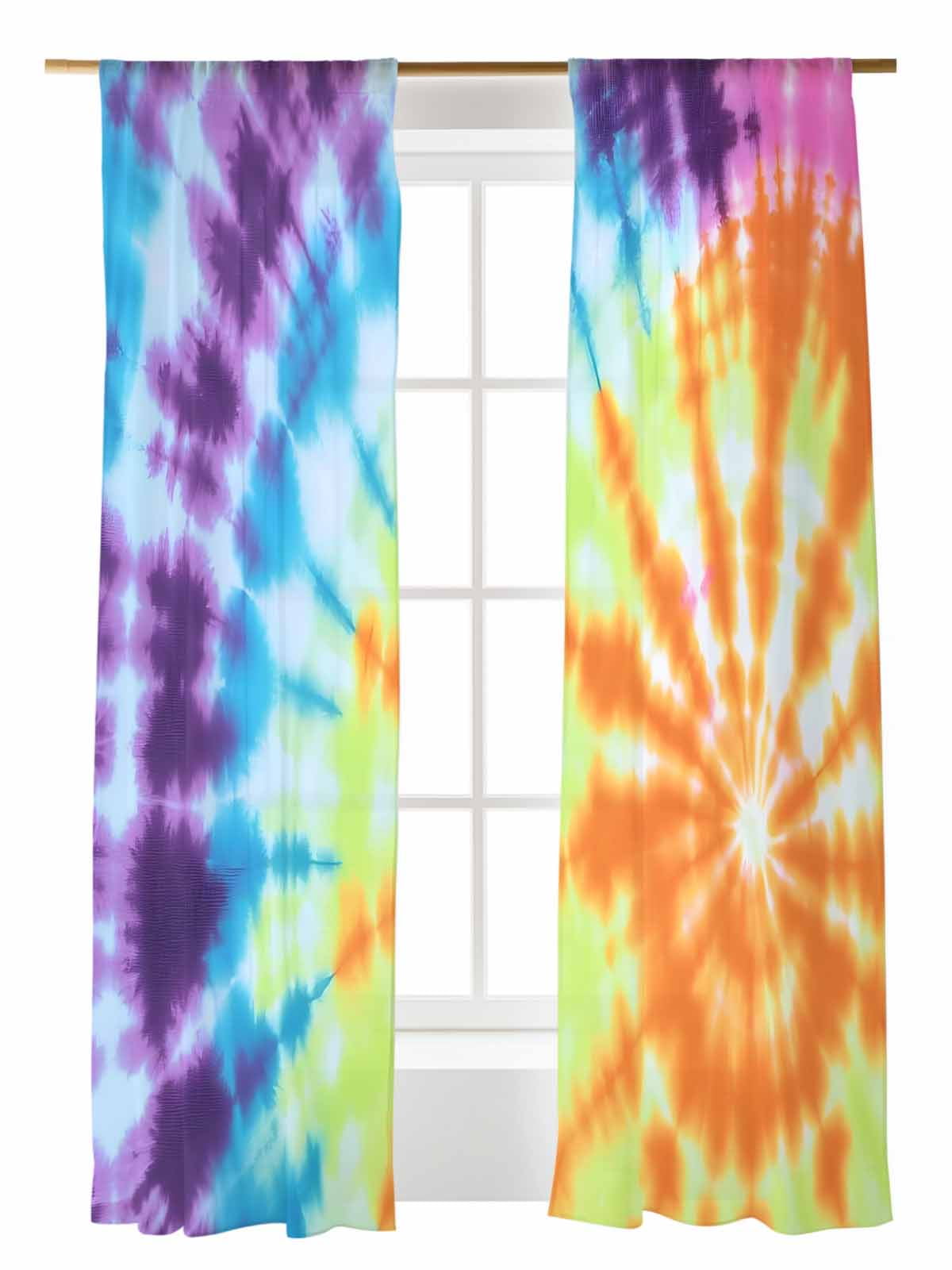 Boho Rainbow Sheer Curtains 2 Panels Set Abstract Gradient Orange ...
