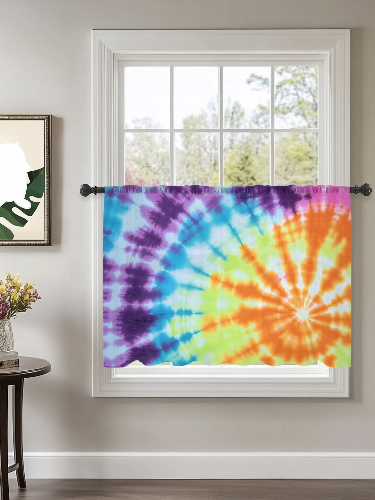 Boho Rainbow Sheer Curtains 45 Inch Long 1 Panel Abstract Gradient ...