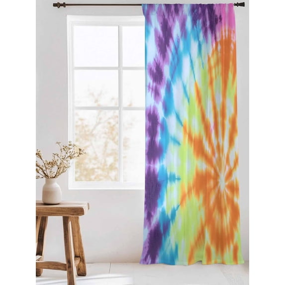 Boho Rainbow Sheer Curtains 84 Inch Long 1 Panel Abstract Gradient ...