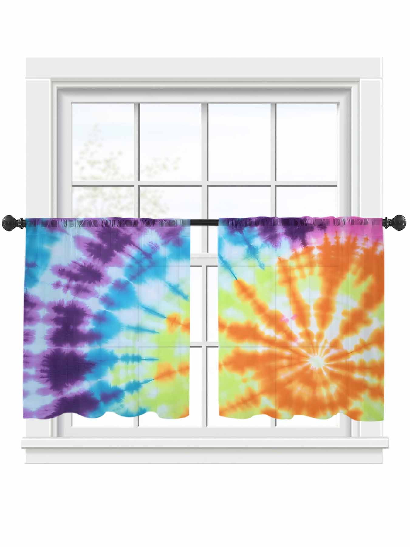 Boho Rainbow Sheer Curtains for Living Room Bedroom, Light-filtering ...