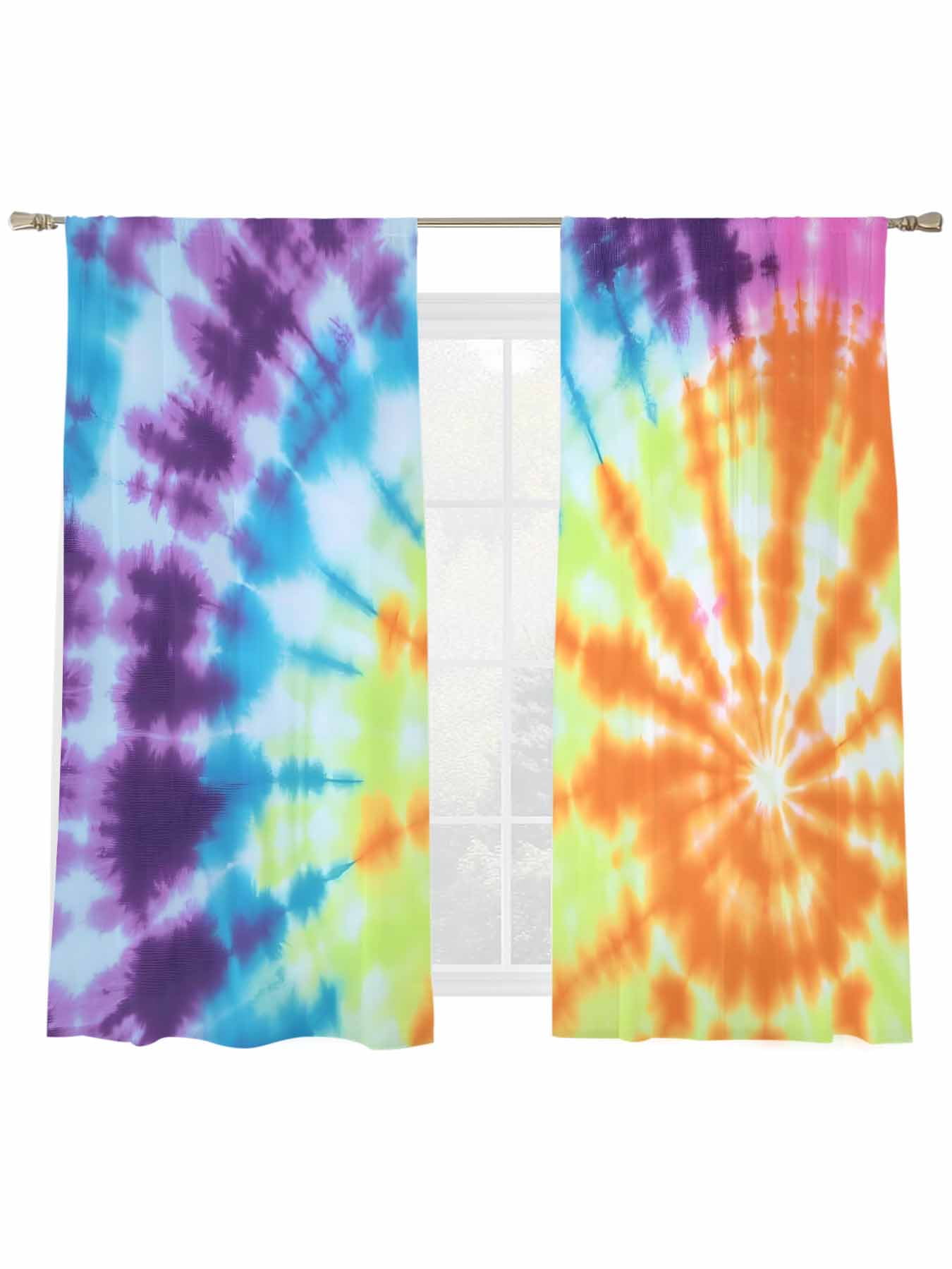 Boho Rainbow Sheer Curtains for Living Room Bedroom, Light-filtering ...