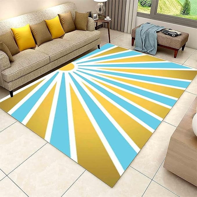 Boho Rainbow Sun Area Rug, Abstract Art Indoor Ultra Soft Rugs For ...