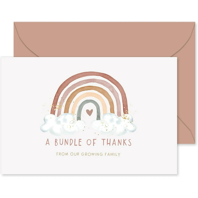 Boho Rainbow Thank You Cards (50 Pack) - Baby Shower Greeting Cards ...