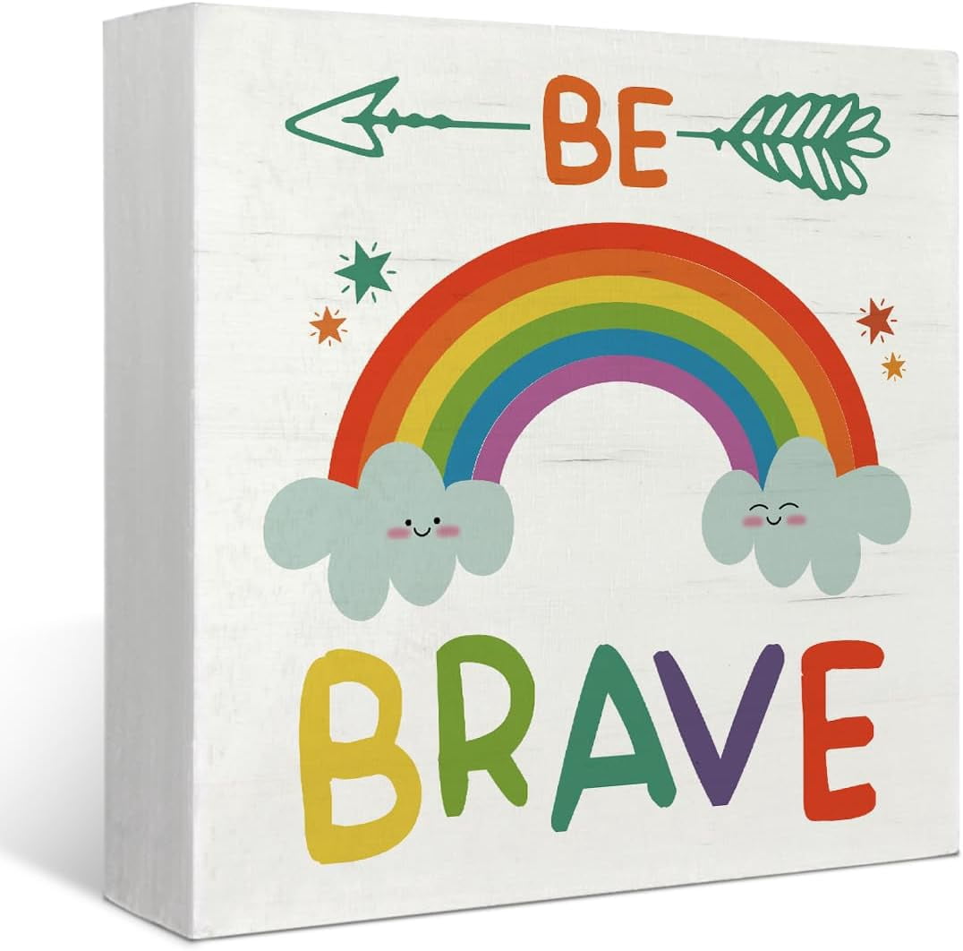 Boho Rainbow Wood Box Sign Decor,Inspirational Be Brave,Boho Classroom ...