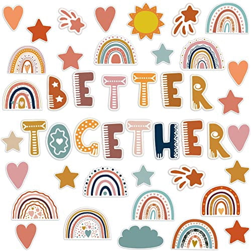 Boho Rainbows Bulletin Board Decorations Better Together Bulletin Board ...