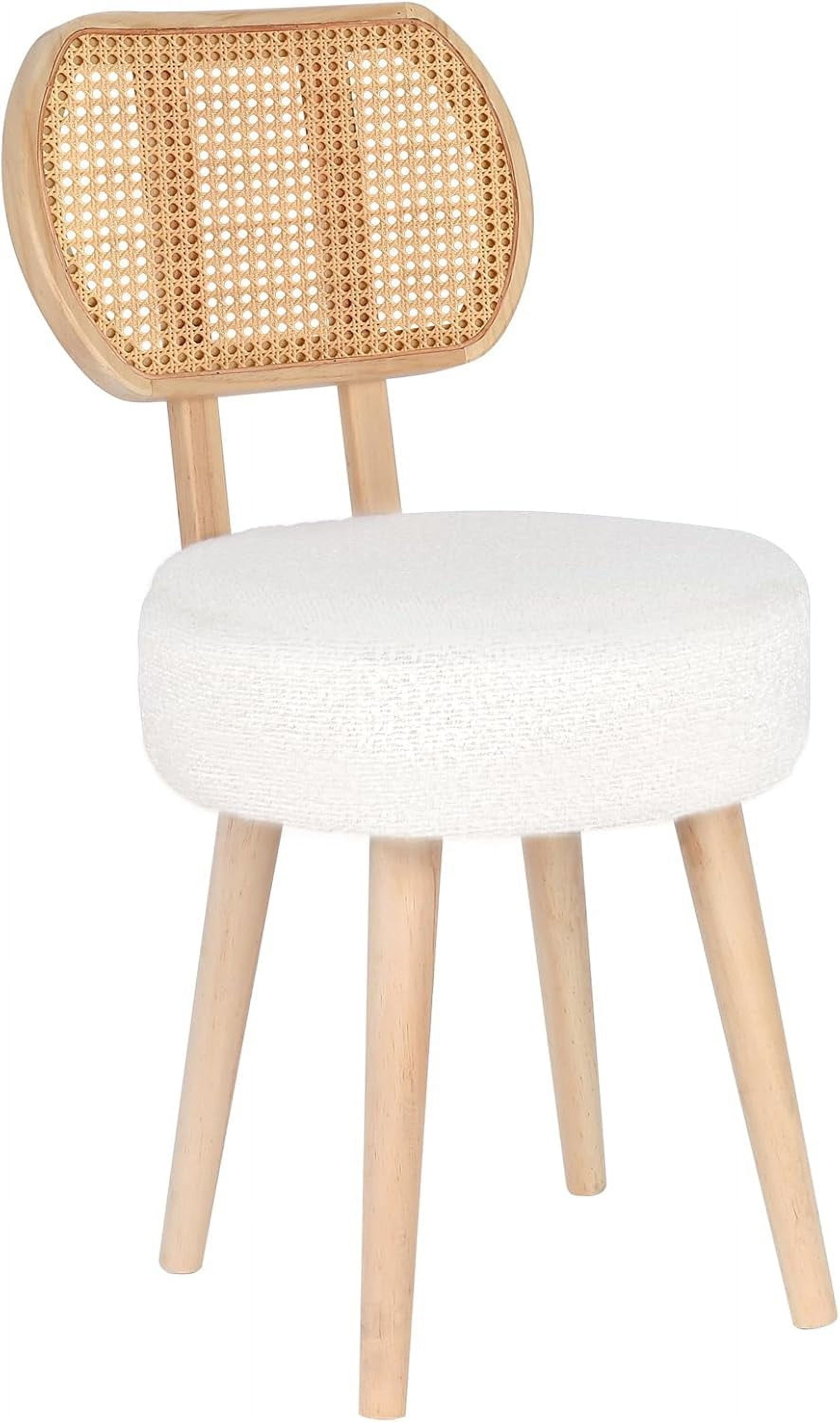 Boho Rattan Dining Chair, Cute Makeup Vanity Chair, Kitchen Dining Room Chairs, Mid Century ...