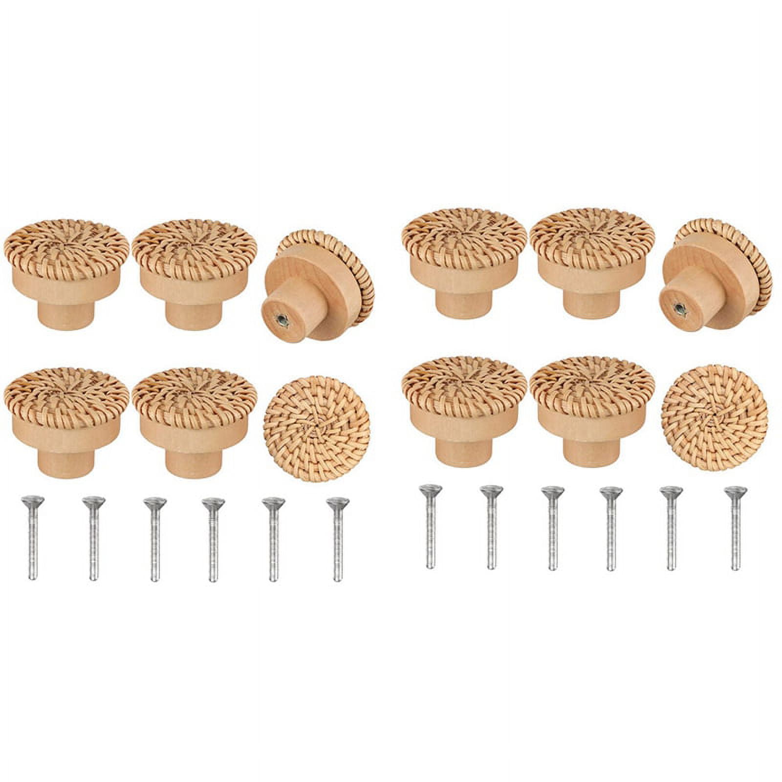 Boho Rattan Dresser Knobs Round Screws for Boho Furniture Knobs 12Pcs ...