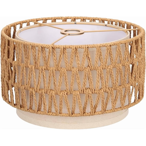 Boho Rattan Lamp Shade, 12.6" Top x 12.6" Bottom x 7.68" High, Natural ...