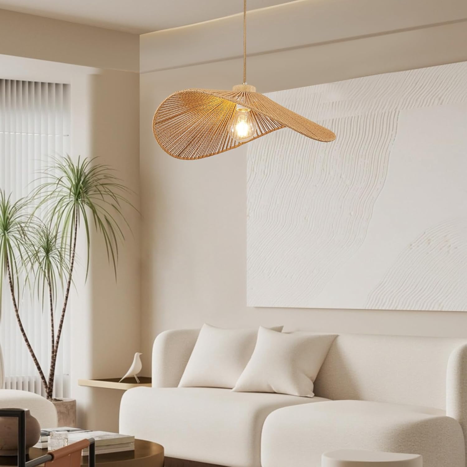Boho Rattan Pendant Light Fixture Modern Style Hanging Light Bohia ...