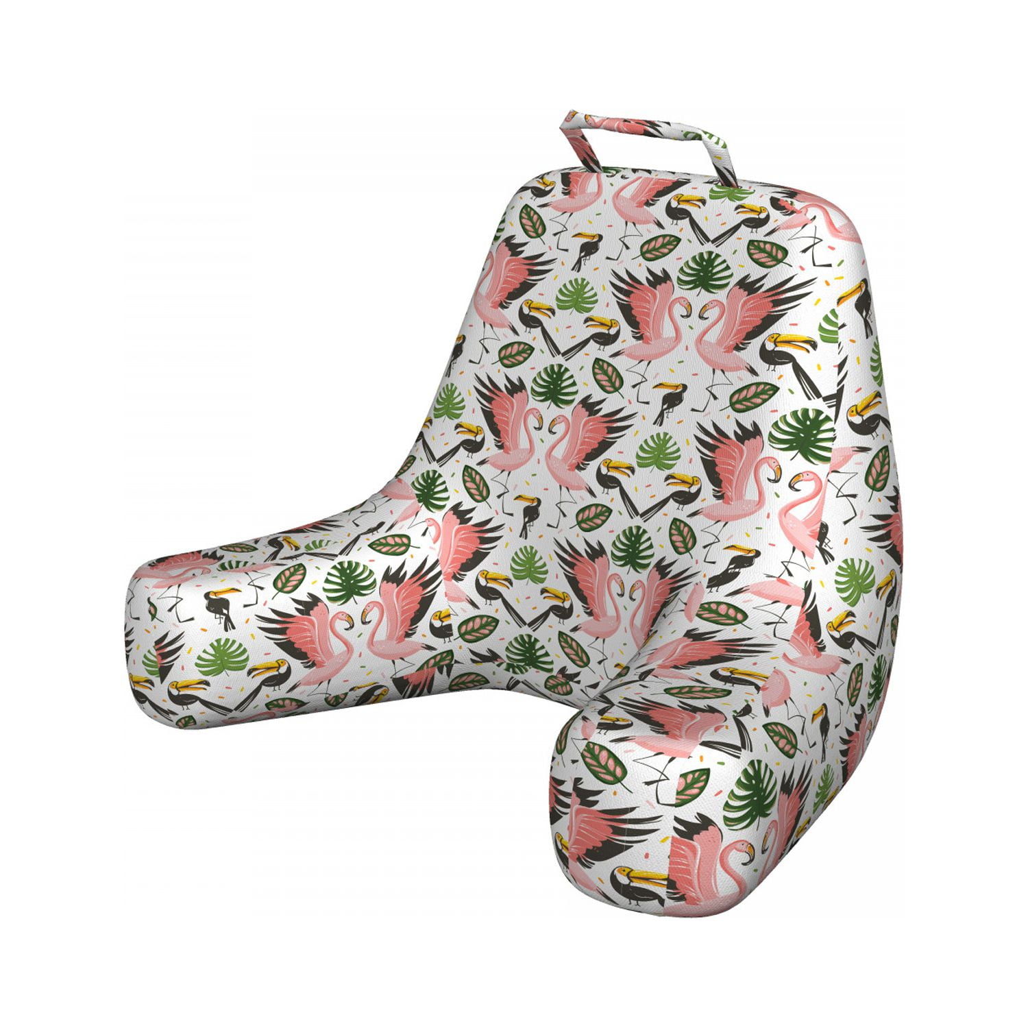 Boho Reading Pillow Cover, Exotic Illustration of Flamingo and Big ...