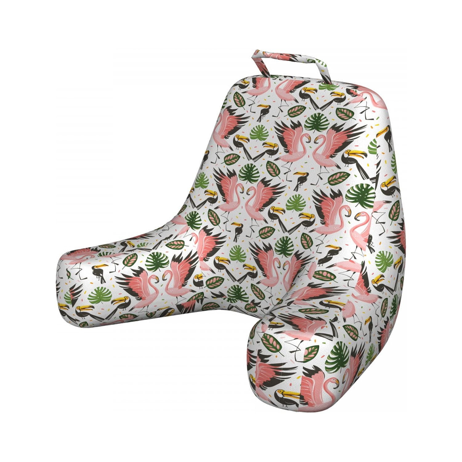 Boho Reading Pillow Cover, Exotic Illustration of Flamingo and Big ...