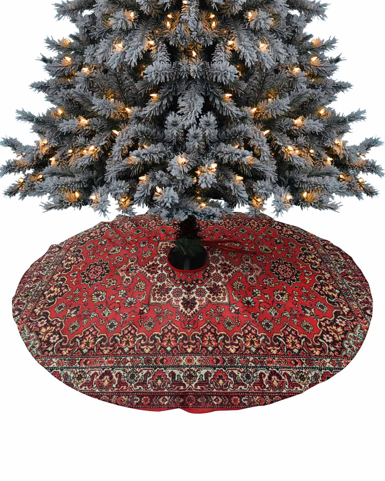 Boho Red Christmas Tree Skirt 36 Inches Large Christmas Skirt Tree ...
