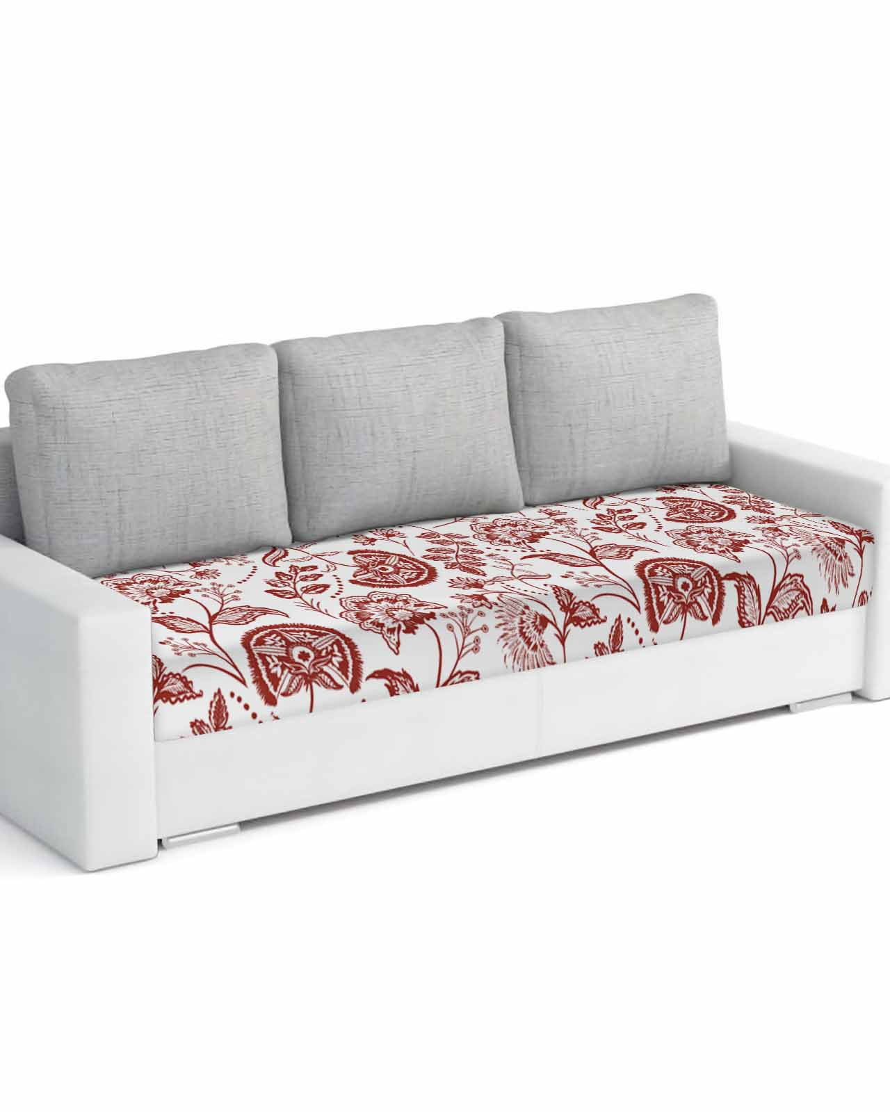 Boho Red Floral Couch Cushion Covers Stretch, Washable Sofa Seat Covers ...