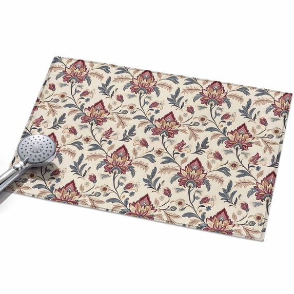 Boho Red Floral Entryway Rug 2x3ft Washable Non Slip Bathroom Rug Low ...