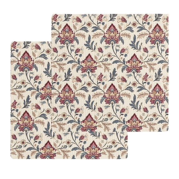 Boho Red Floral Kitchen Dish Towels for Drying Dishes Set of 2 ...