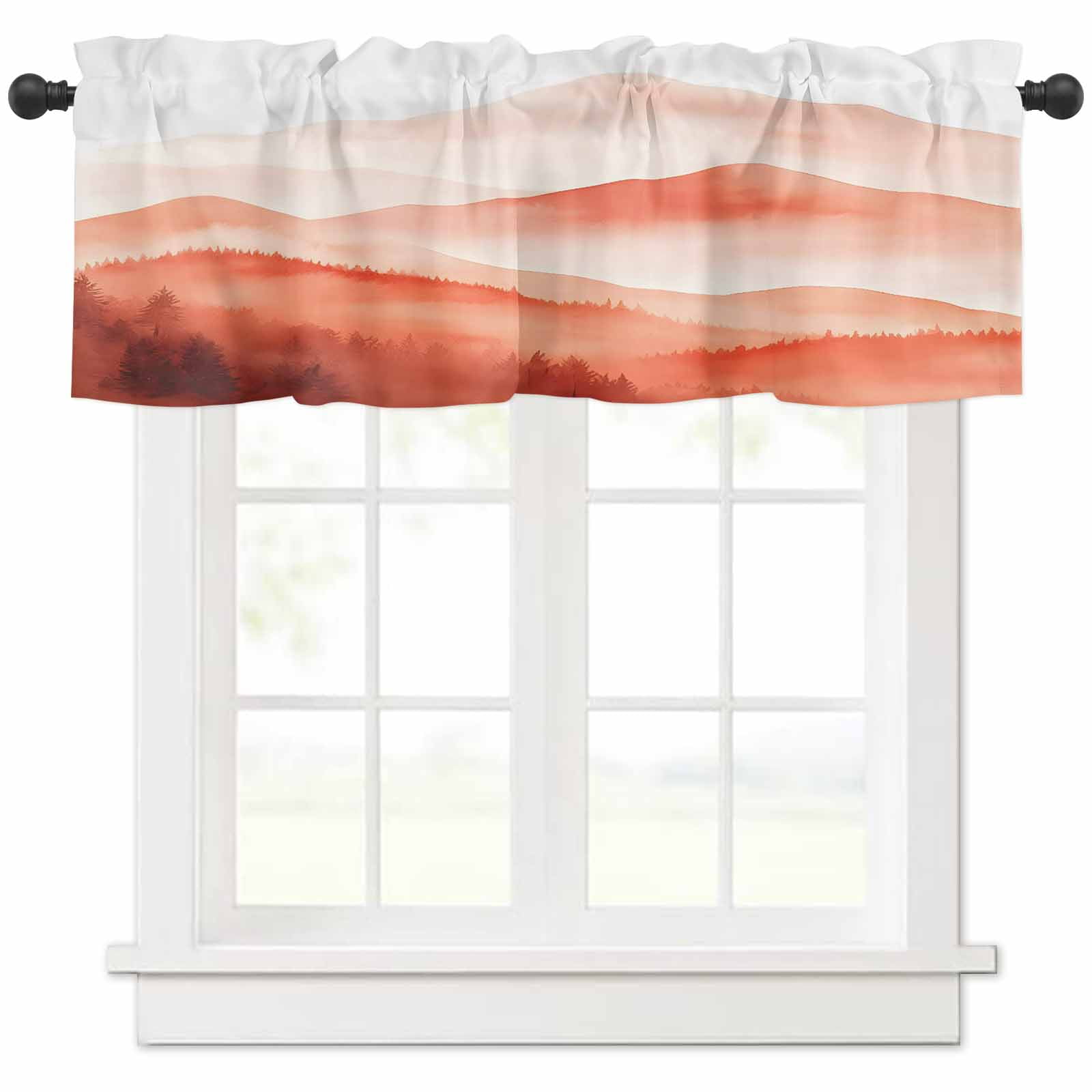 Boho Red Forest Valances for Windows Farmhouse Kitchen Curtains ...