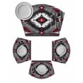 Boho Red Grey Round Table Placemats Set of 6 Wedge Placemats, Geometric ...