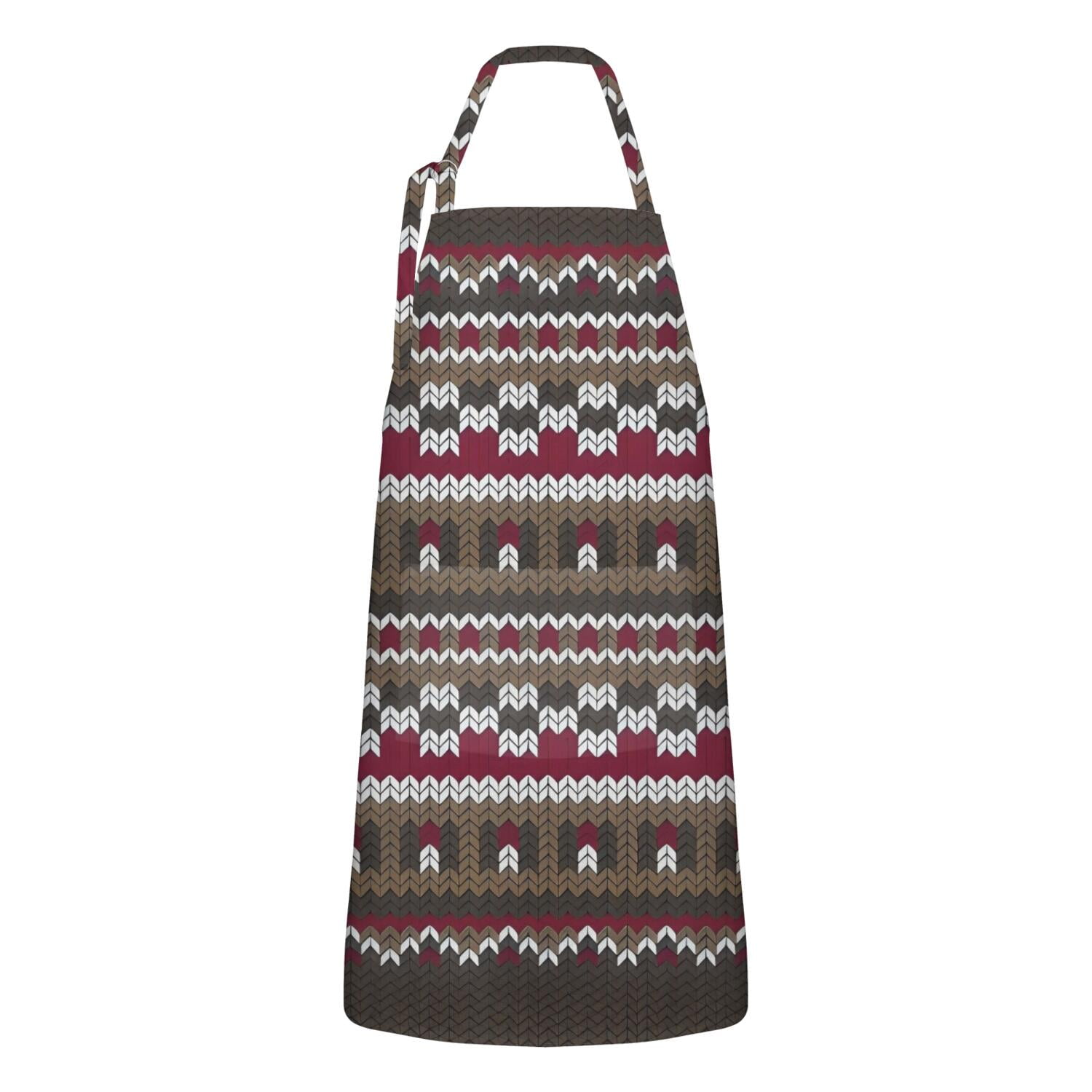Boho Red Knitted Ethnic Pattern Apron-Garden Aprons for Women with ...