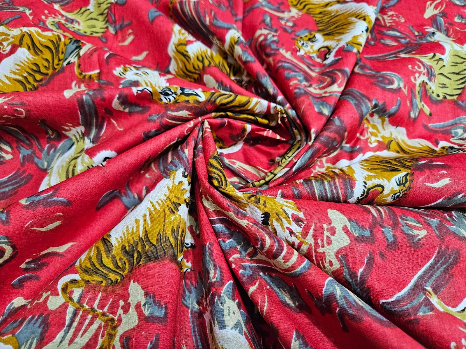 Boho Red Lion Cotton Fabric Dressmaking Cotton Indian Summer Dress ...