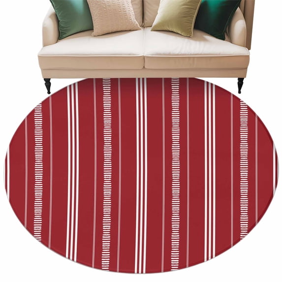 Boho Red Round Rug 6ft Washable Circle Kitchen Rugs Non Slip Minimalist ...