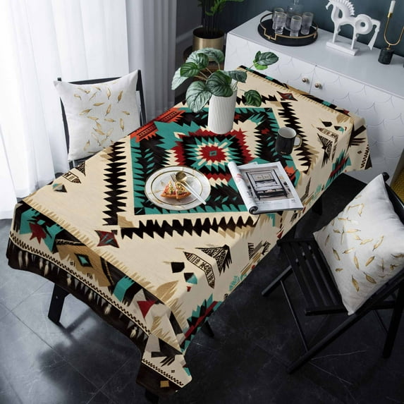 Boho Red Teal Brown Tablecloth Rectangle Table Cloths 54x108 ...