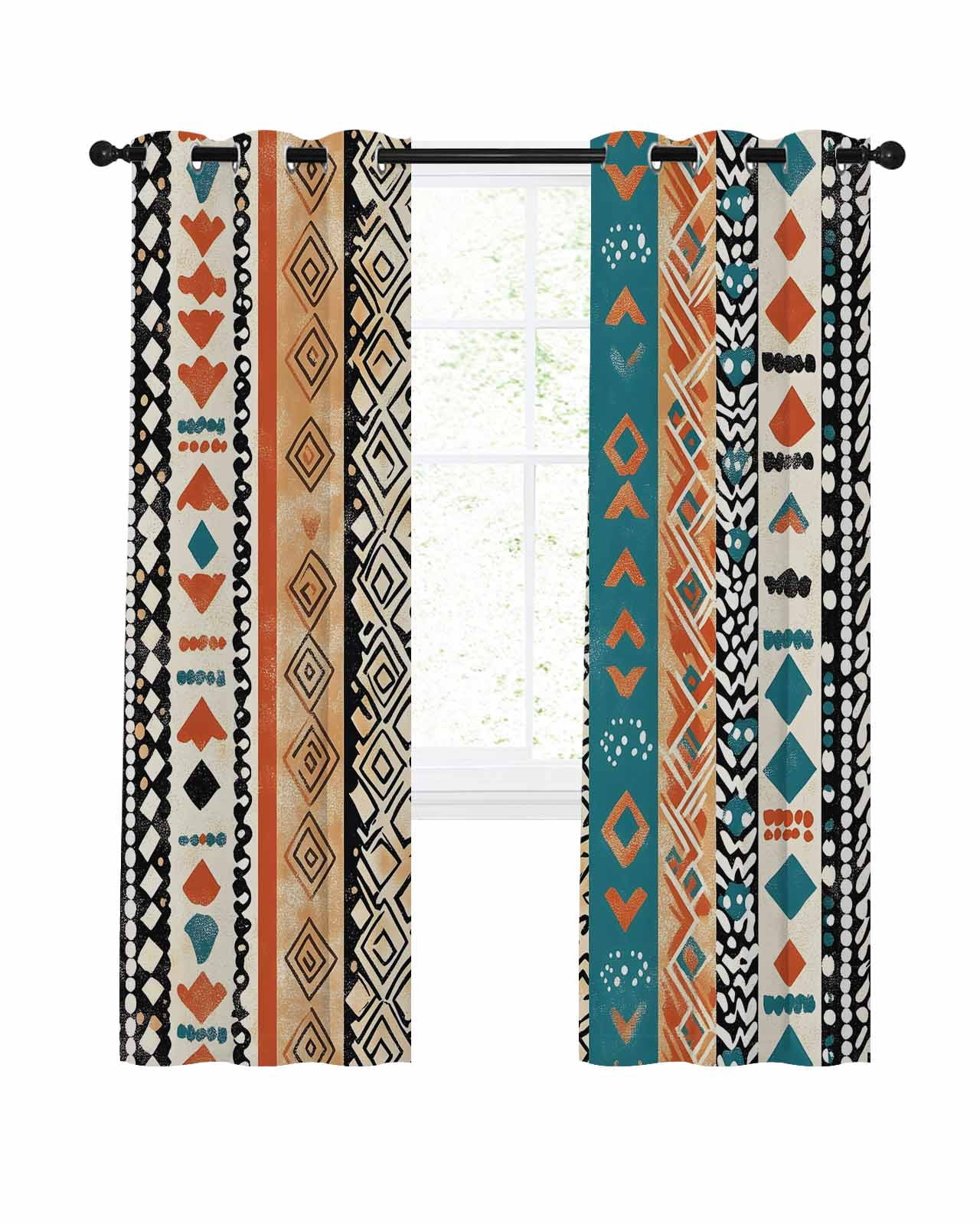 Boho Retro Blackout Curtains 96 Inches Long for Bedroom, Bohemian ...