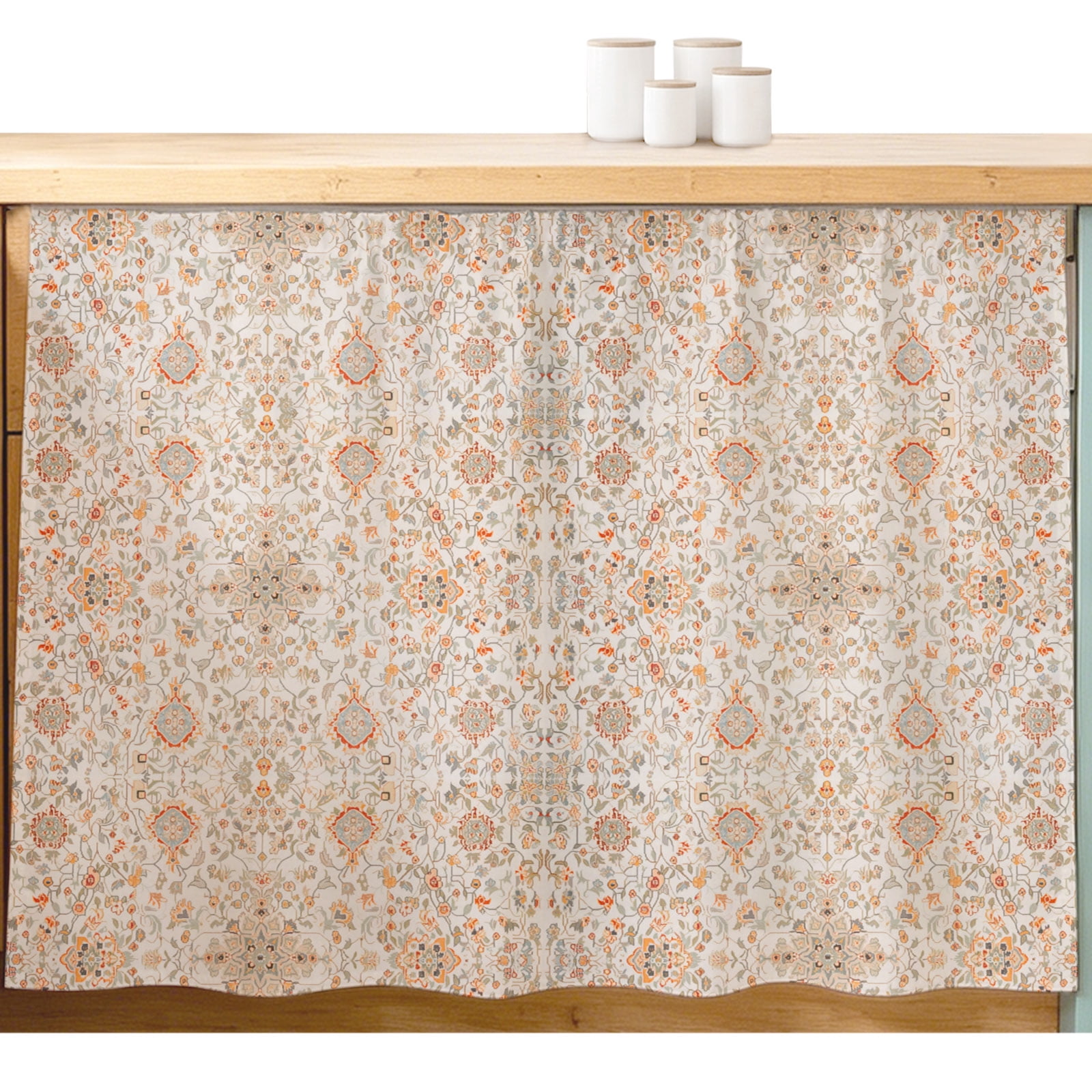 Boho Retro Cabinet Curtains Tribal Style Flowers Sink Skirt Privacy ...