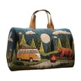 Boho Retro Camper Canvas Duffel Bag, 3D Embroidered Quilted Travel Tote ...