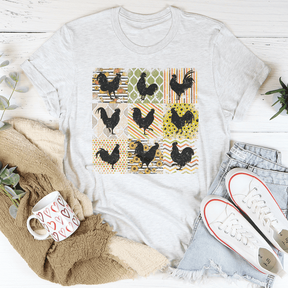 Boho Retro Chickens Tee Athletic Heather S Peachy Sunday T-Shirt ...