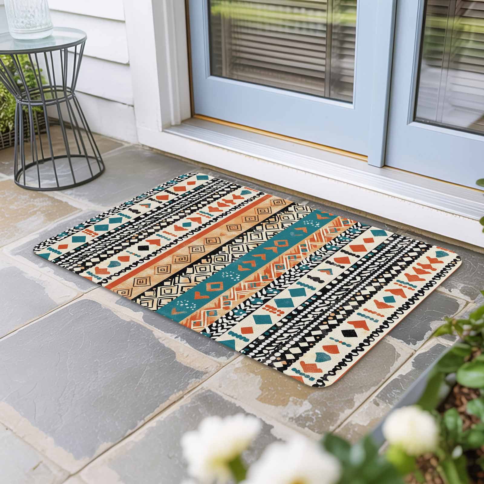 Boho Retro Door Mat Indoor Outdoor, Bohemian Ethnic Patterns Southwest ...