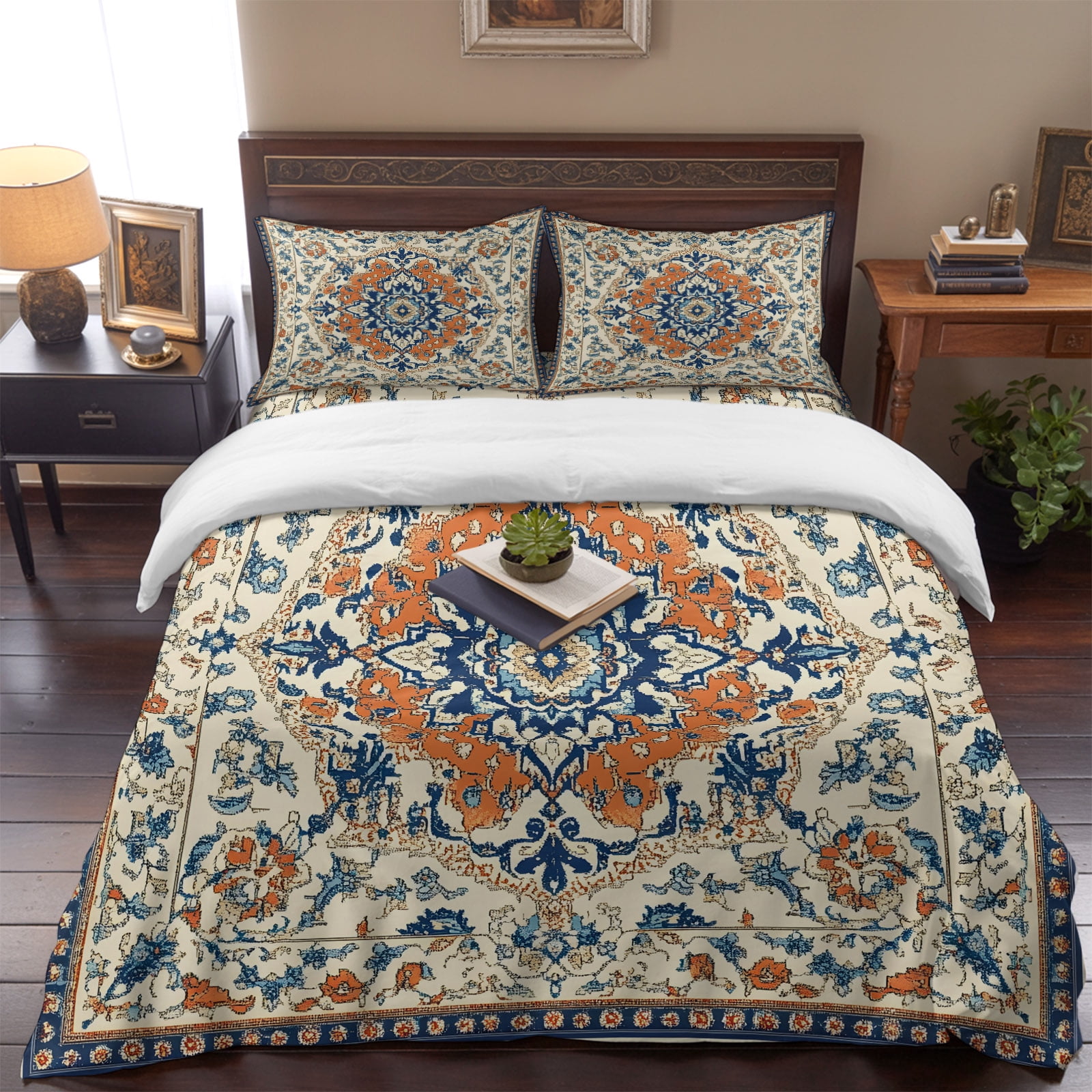 Boho Retro Ethnic Flower Pattern Queen Size Bed Set,Tribal Abstract ...