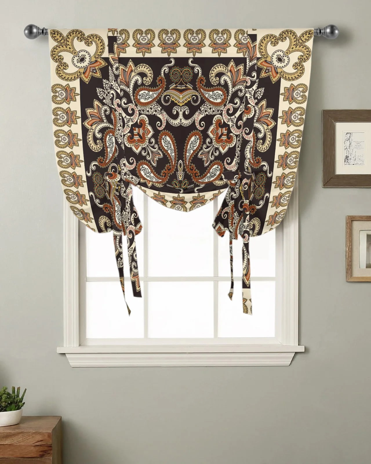 Boho Retro Ethnic Window Curtain for Living Room Roman Curtains for ...
