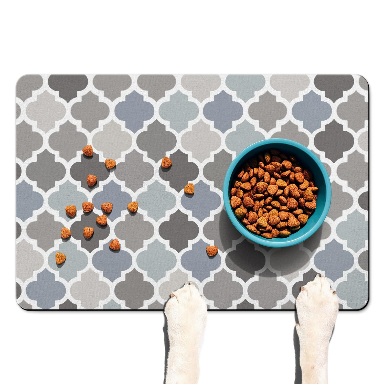 Boho Retro Floral Pet Feeding Mat-Absorbent Pet Placemat for Food and ...