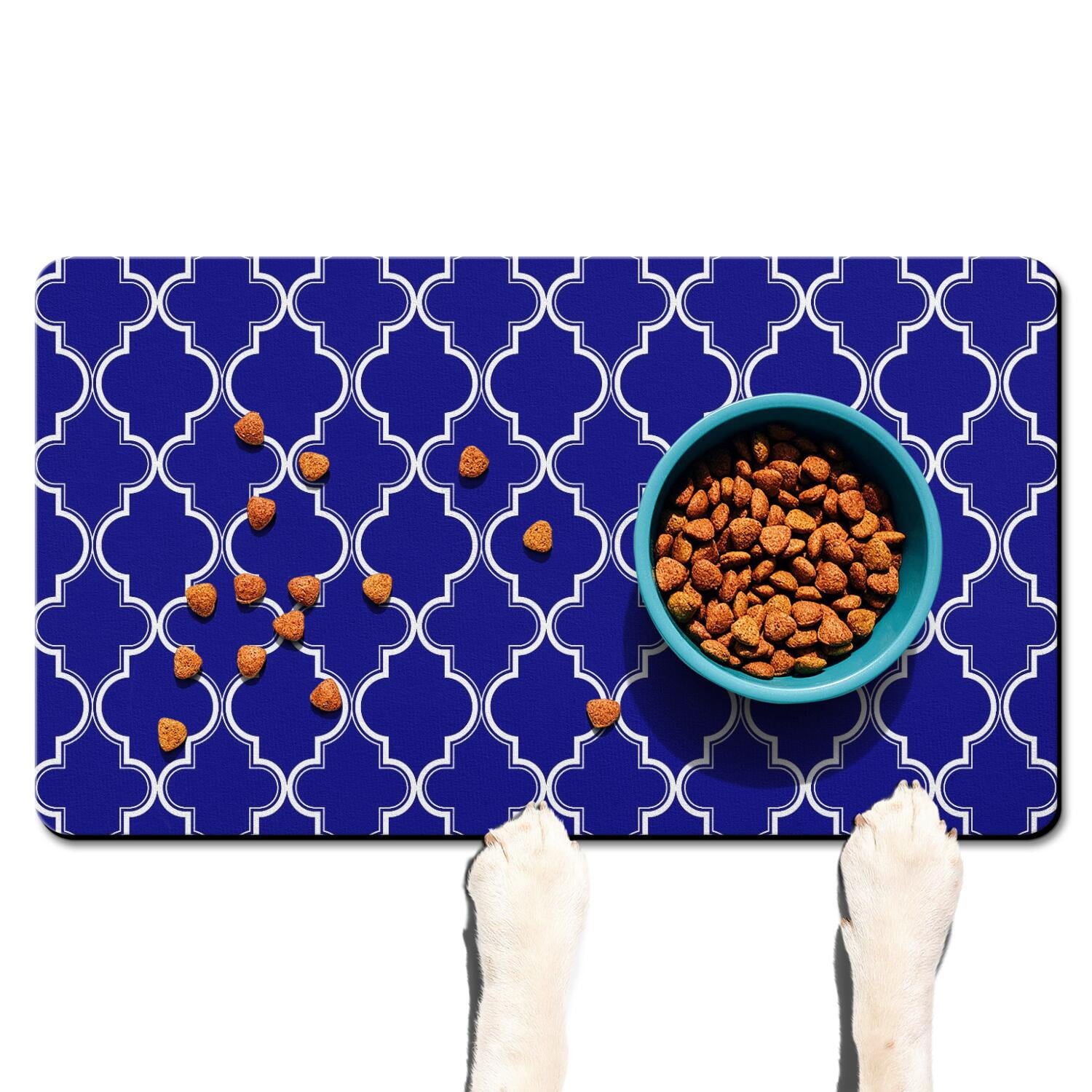 Boho Retro Floral Pet Feeding Mat-Abstract Art Pattern Absorbent Pet ...