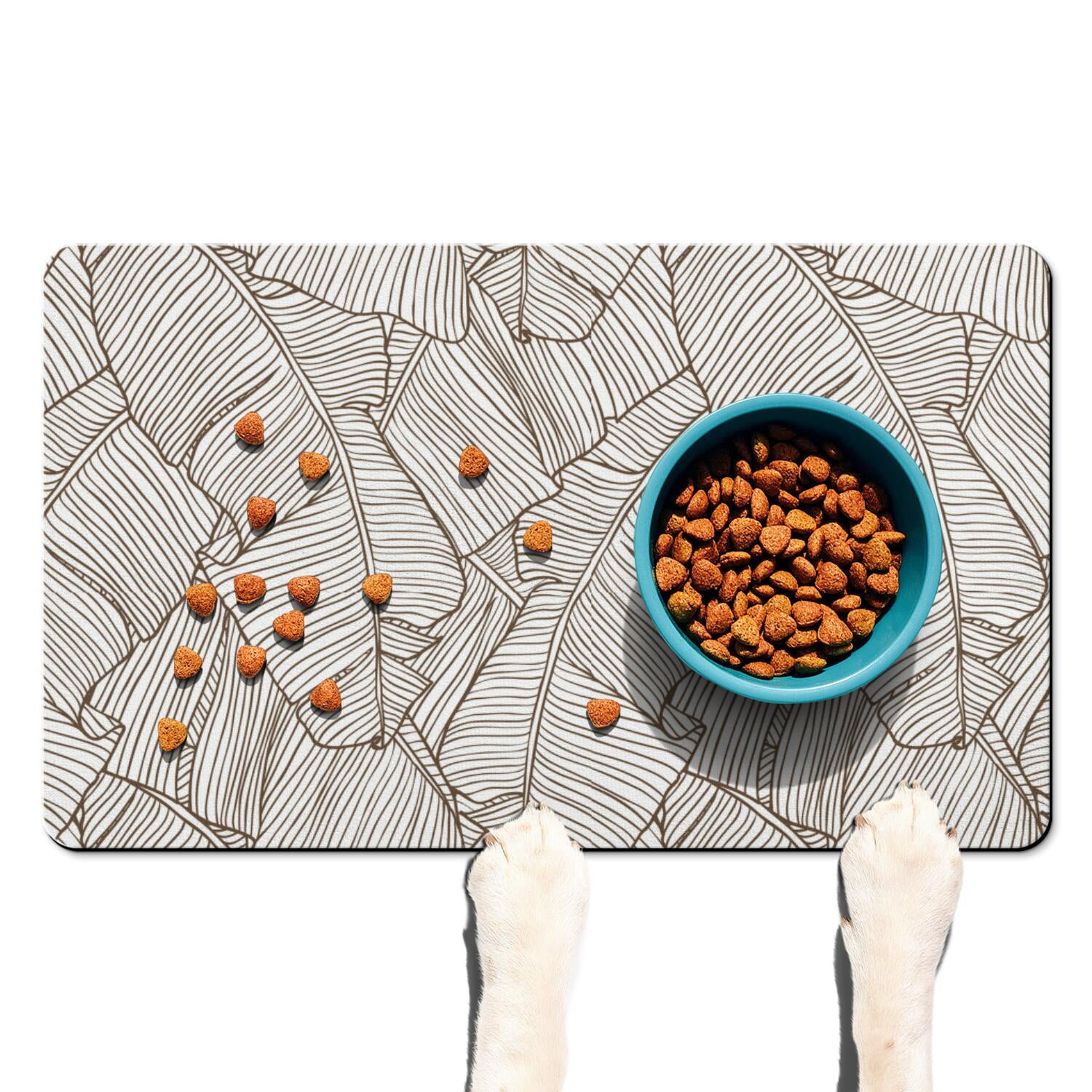 Boho Retro Floral Pet Feeding Mat-Abstract Art Pattern Absorbent Pet ...